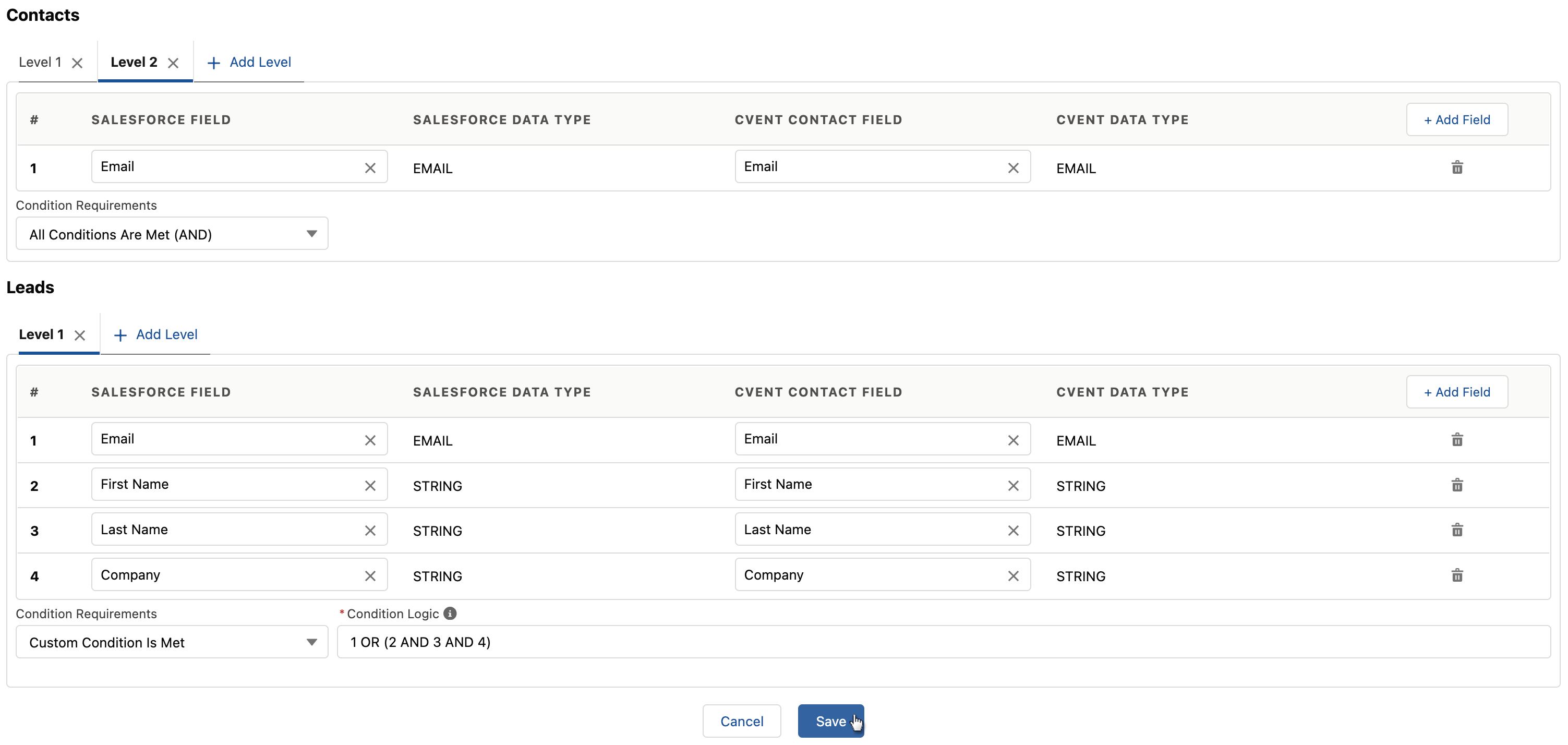 picture of configuration in Salesforce