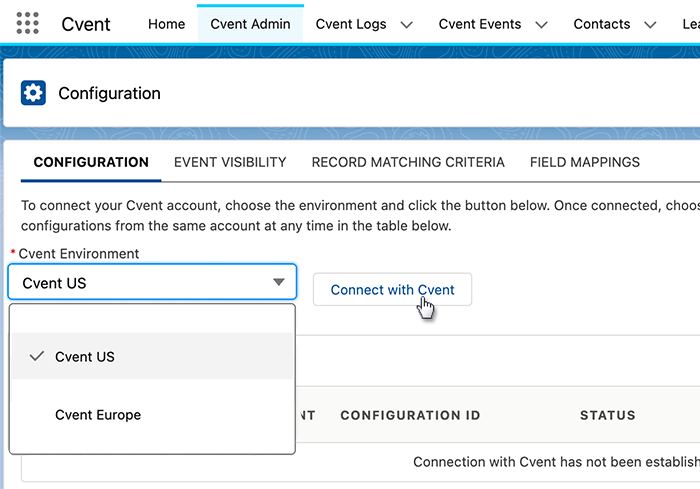 picture of configuration in Salesforce