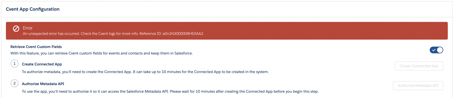 picture of configuration in Salesforce