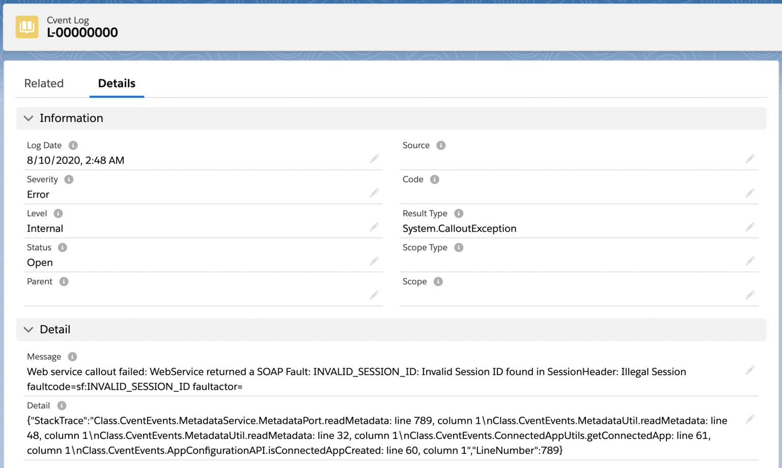 picture of configuration in Salesforce