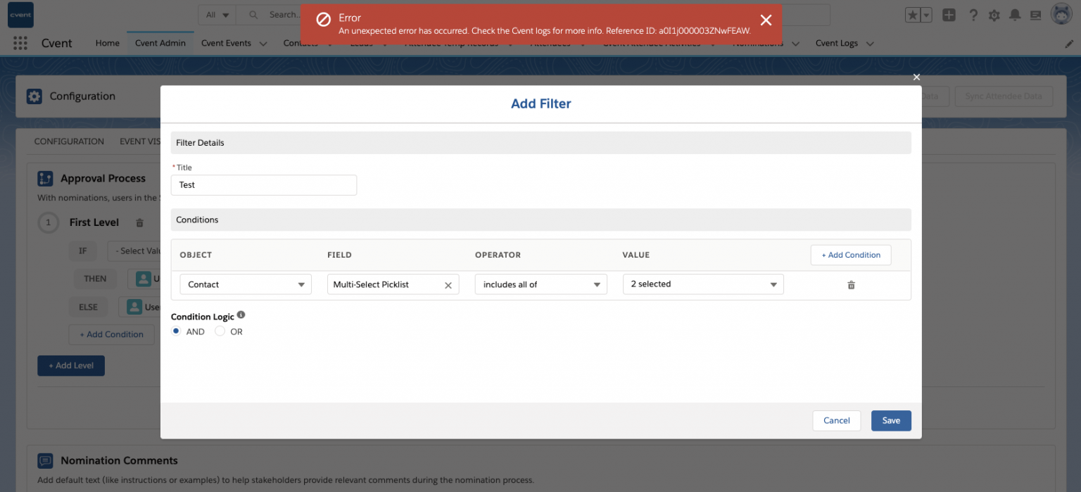 picture of configuration in Salesforce