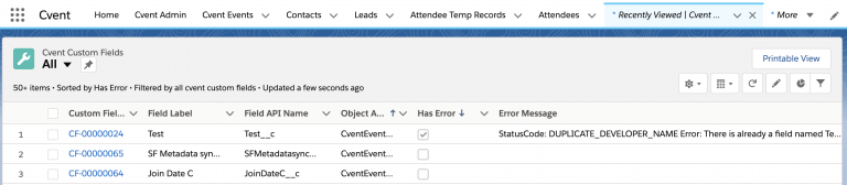 picture of configuration in Salesforce