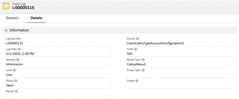 picture of configuration in Salesforce
